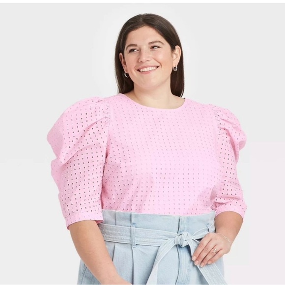 a new day | Tops | A New Day Pink Puff Sleeve Blouse New | Poshmark